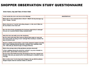 Shopper Observation Study Questionnaire – CUSTOMERAIDE
